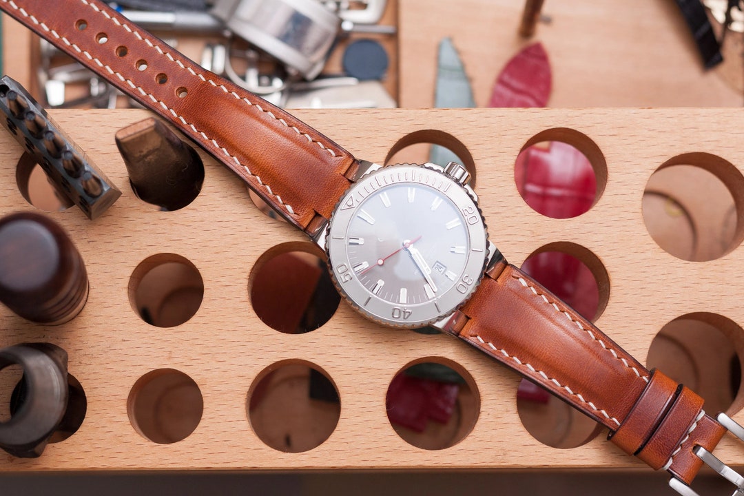 Oris Aquis Compatible Made to Order Leather Strap, Brown Vegetable ...