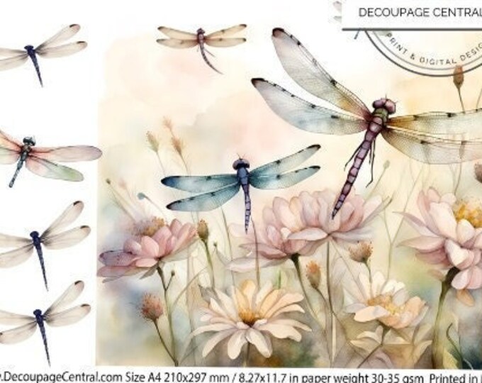 A4 Dragonfly Fields Duo Decoupage Rice Paper, DC232 - Etsy