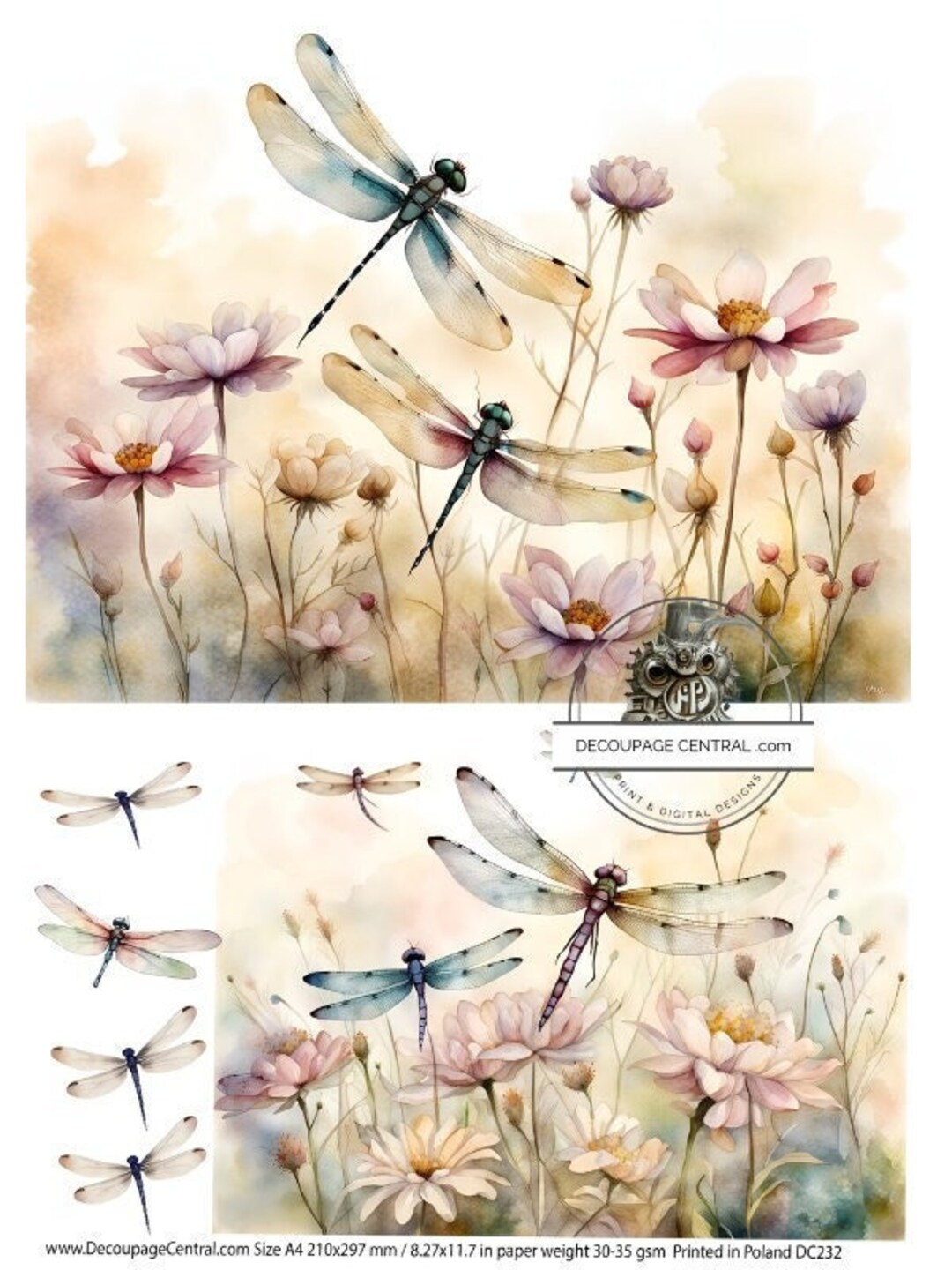 A4 Dragonfly Fields Duo Decoupage Rice Paper, DC232 - Etsy