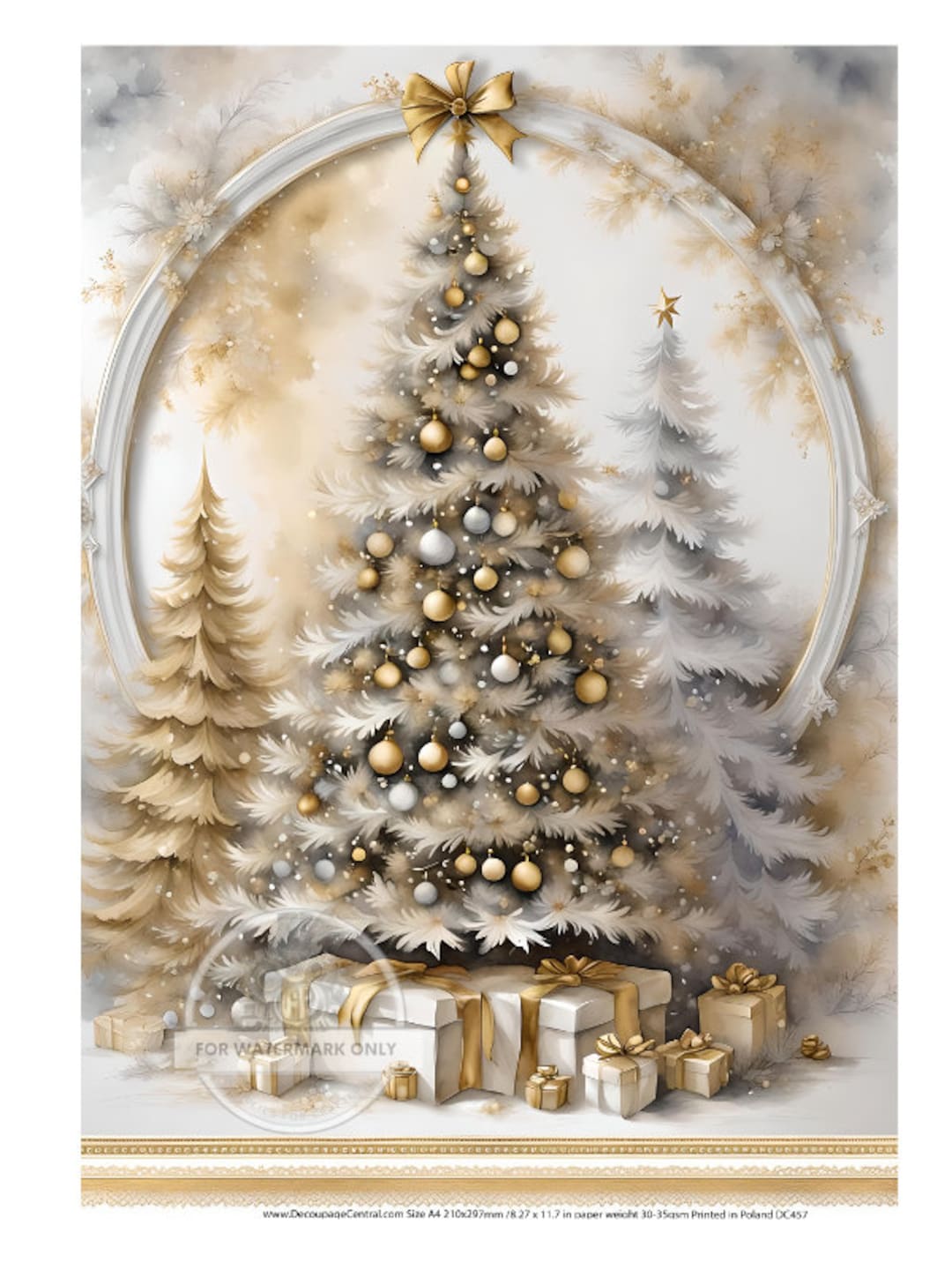 A3 Gold and Silver Christmas Tree Decoupage Paper DC5040 - Etsy