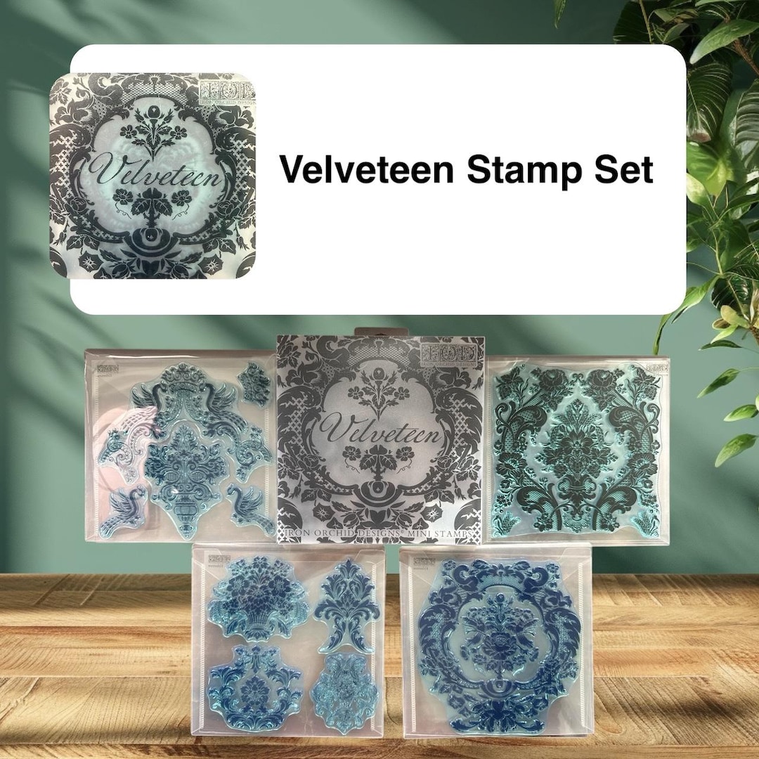 IOD Velveteen Stamp Set in Case, 4 Sheets, 6 X 6 With Case for Small ...