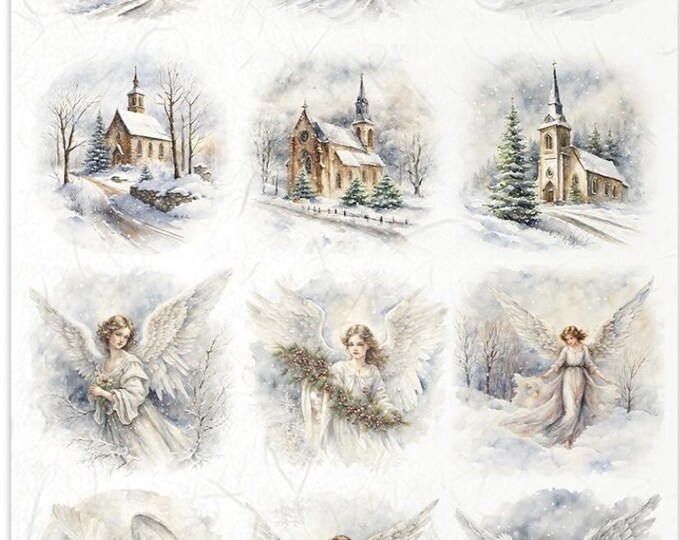A4 Angels and Churches Multi R2429 , Crafts, Decoupage, Journaling ...