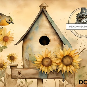 A4 Sunflower Birdhouse Decoupage Rice Paper, DC257 - Etsy
