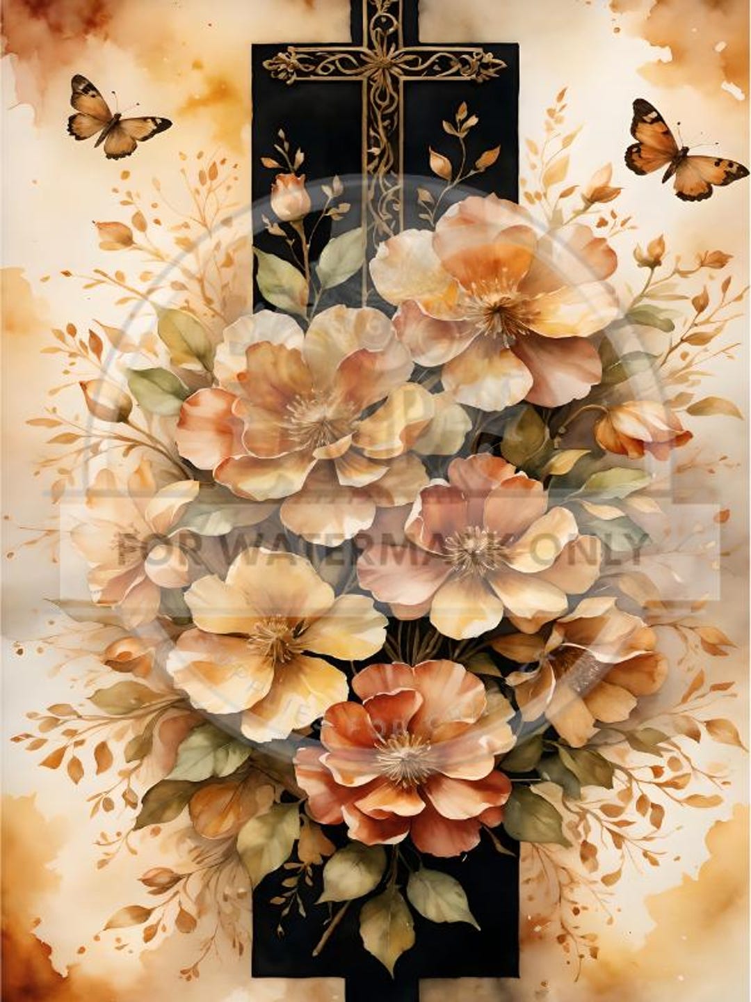 A4 Flower Cross With Butterflies Decoupage Rice Paper, DC606 - Etsy