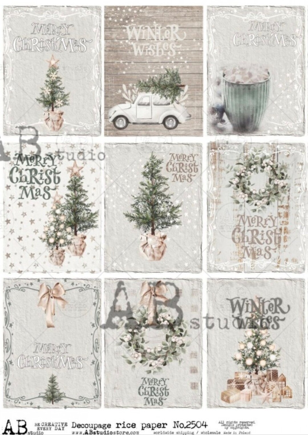 A4 Rice Paper White Christmas Icons AB Studios 2504 - Etsy