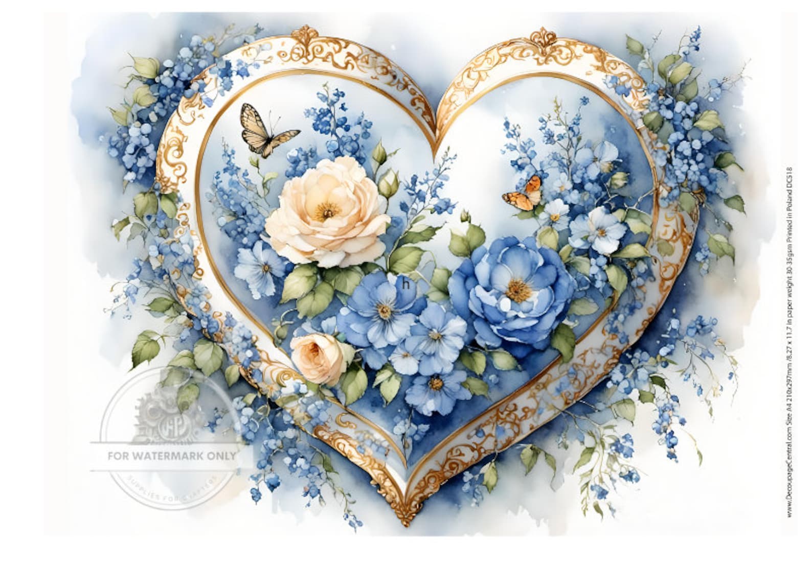 A4 Blue Autumn Heart Rice Paper DC518 - Etsy