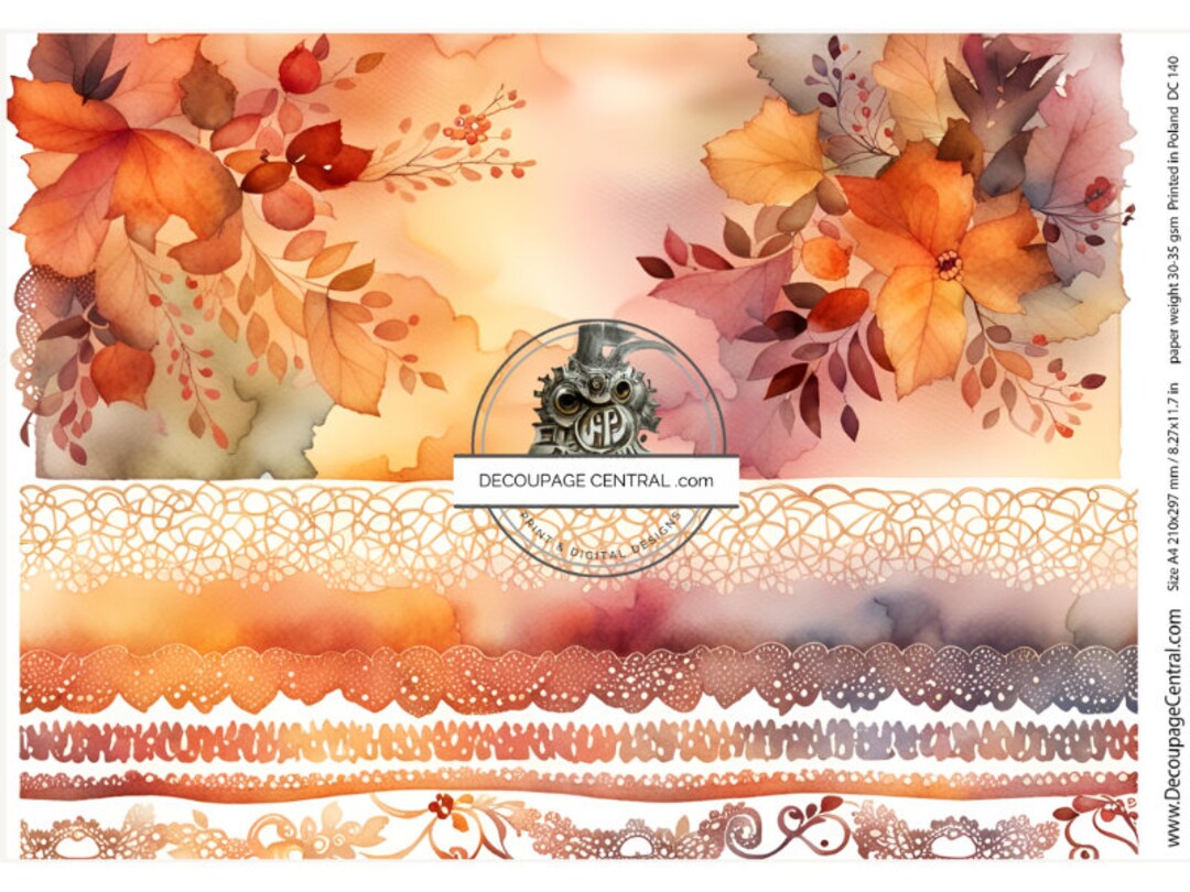 A4 Fall Borders Decoupage Rice Paper, DC140 - Etsy