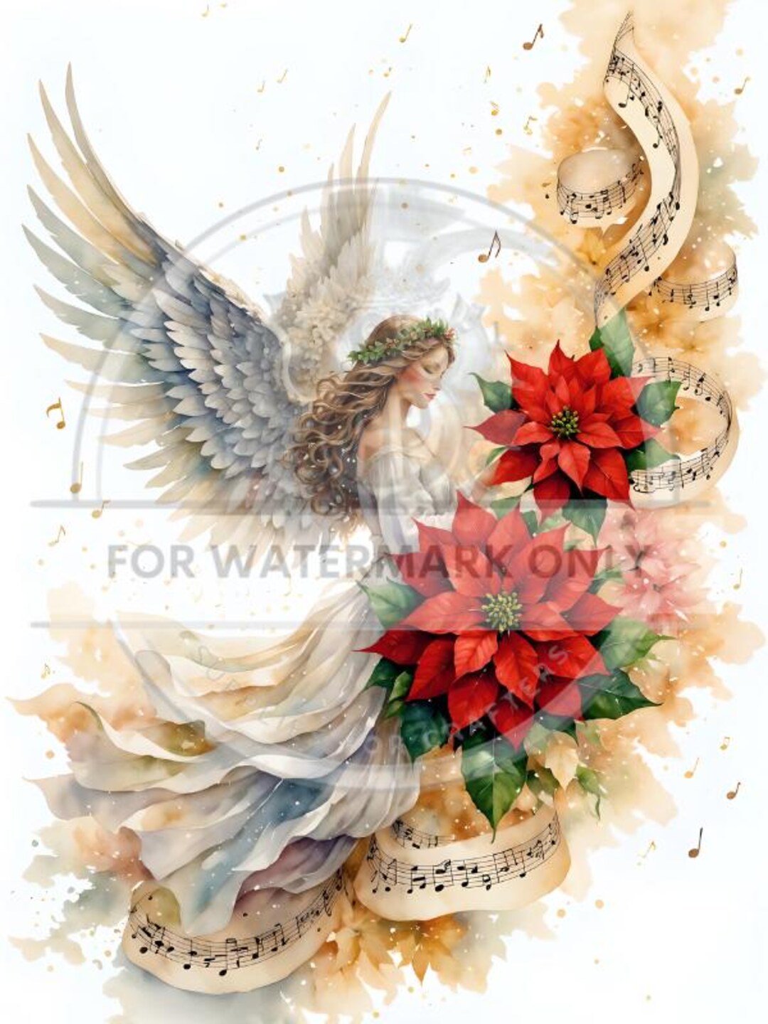 A4 Poinsettia Angel Rice Paper Decoupage Central DC572 - Etsy
