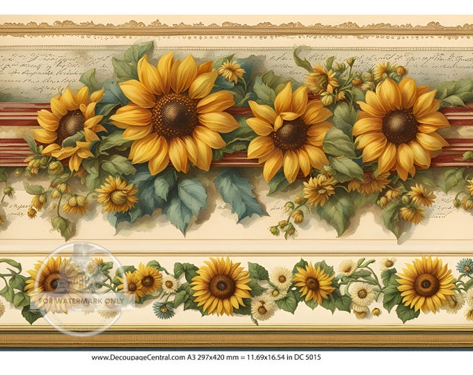 A3 Grainsack Stripe Sunflower Decoupage Paper DC5015 - Etsy