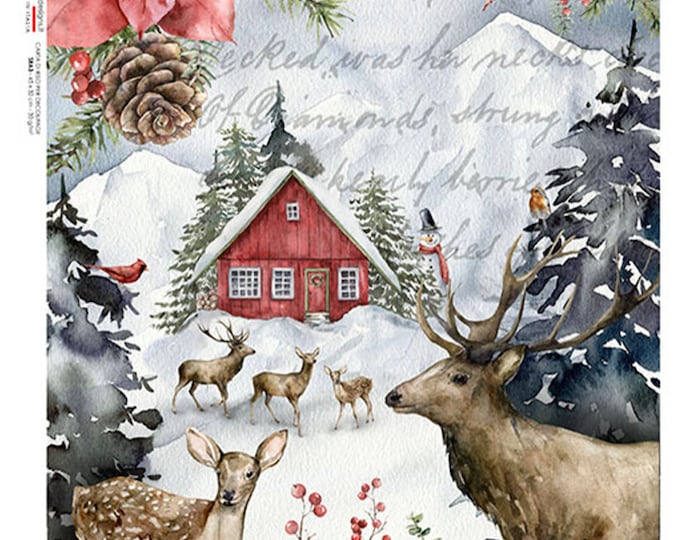 Christmas and Deer . Paper Designs Christmas 0326, Winter Scene - Etsy