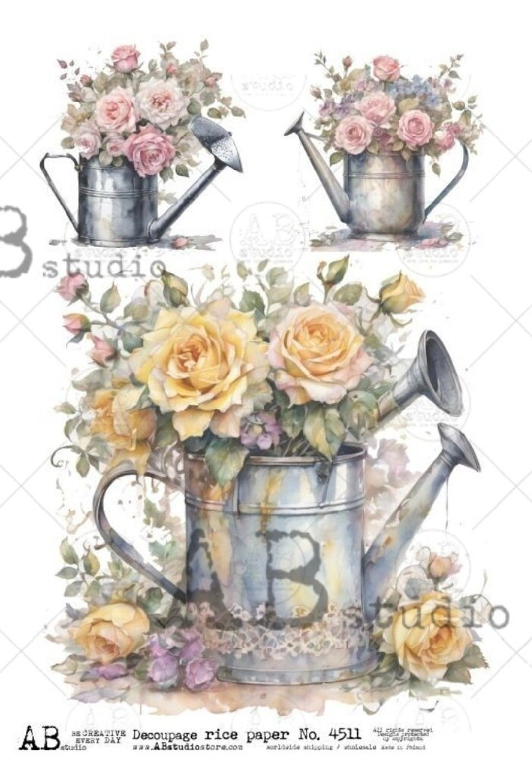 A4 Watering Cans for Spring Rice Paper 4511 - Etsy
