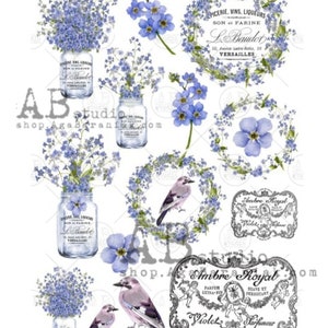 A4 Rice Paper Forget Me Nots, Gorgeous Design Elements 0352 - Etsy
