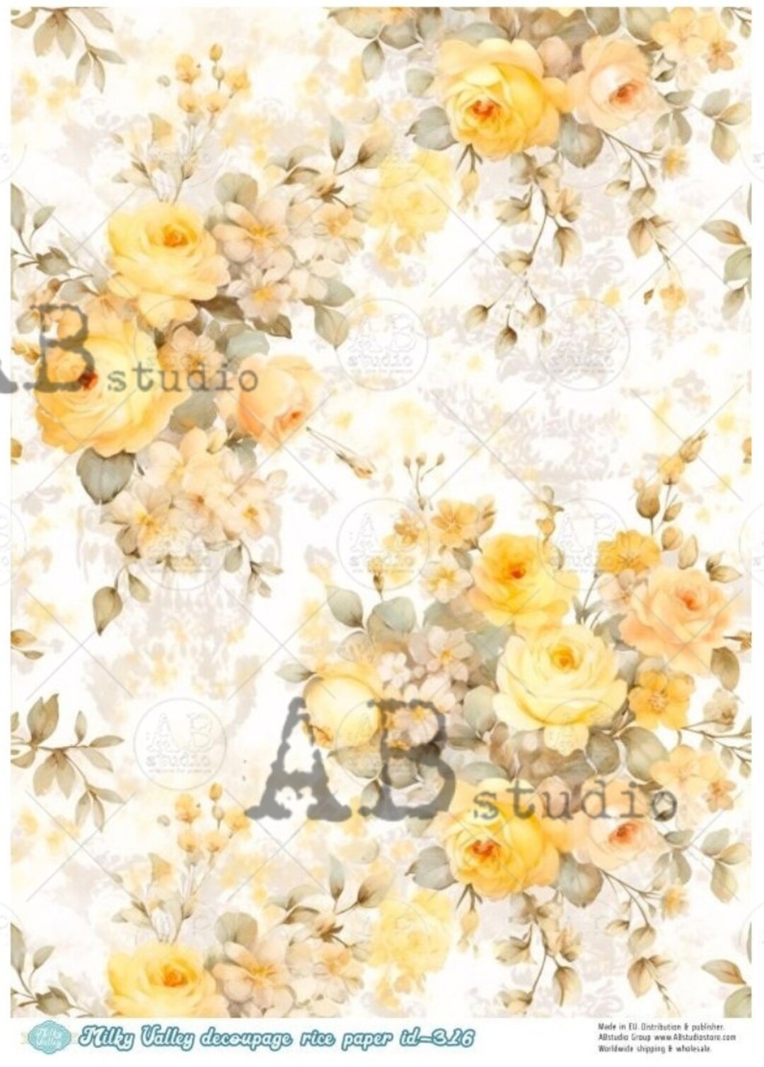 A4 Petite Yellow Rose Background Milky ID316 - Etsy
