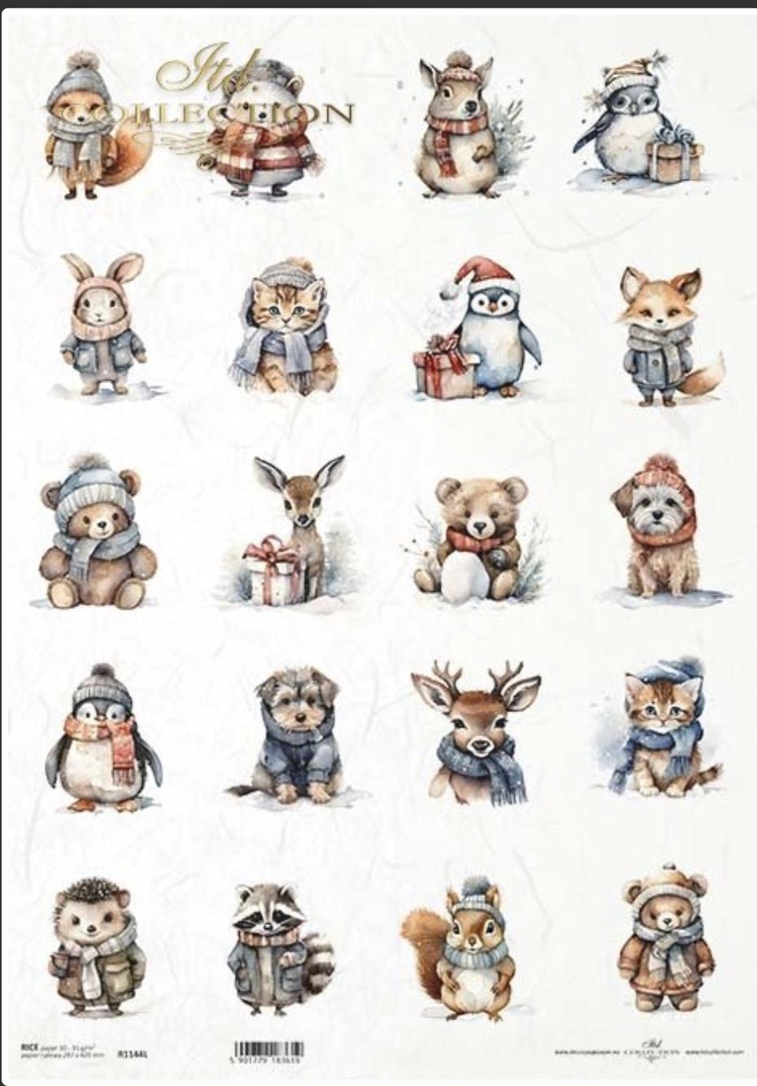 A3 ITD Little Winter Friends Multi Decoupage Paper R1144L - Etsy