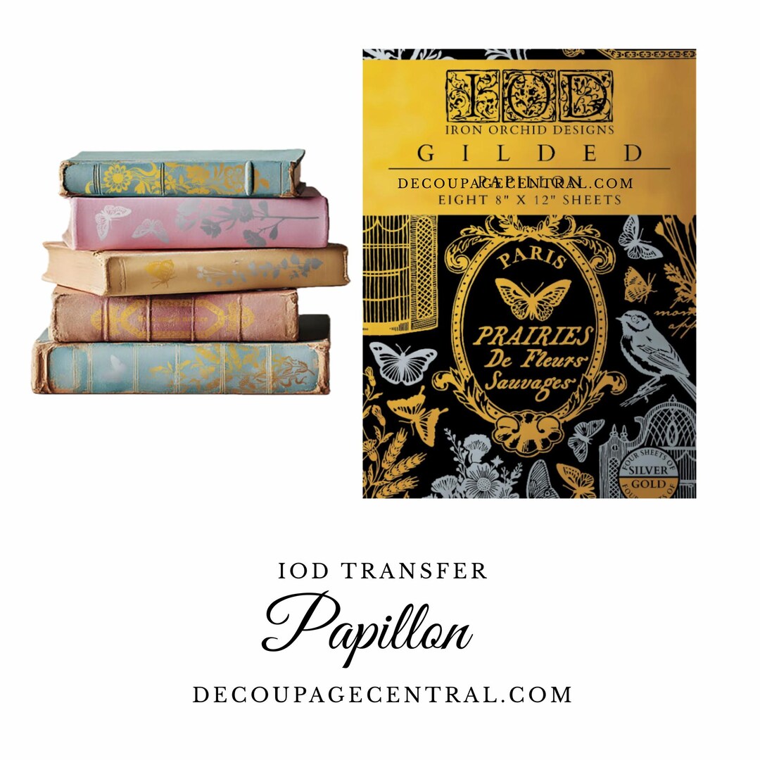 New IOD PAPILLON , Free Shiping Gold & Silver Foil Rub on Transfer, 8 ...
