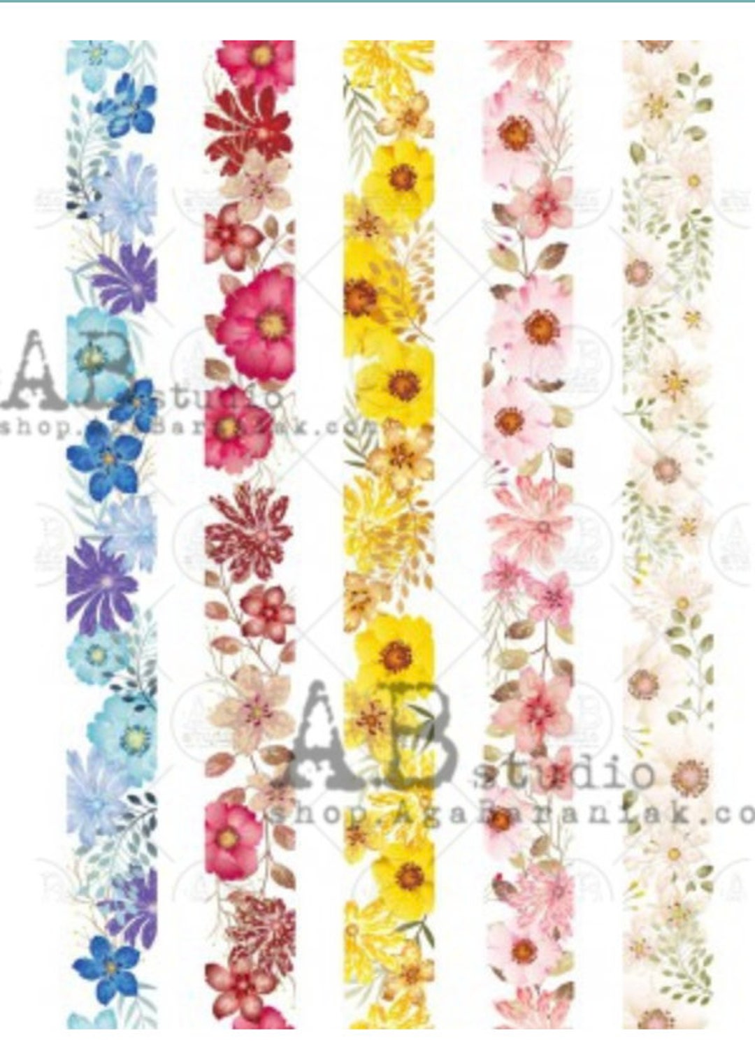 A4 Rice Paper Bright Floral Borders 0095 - Etsy