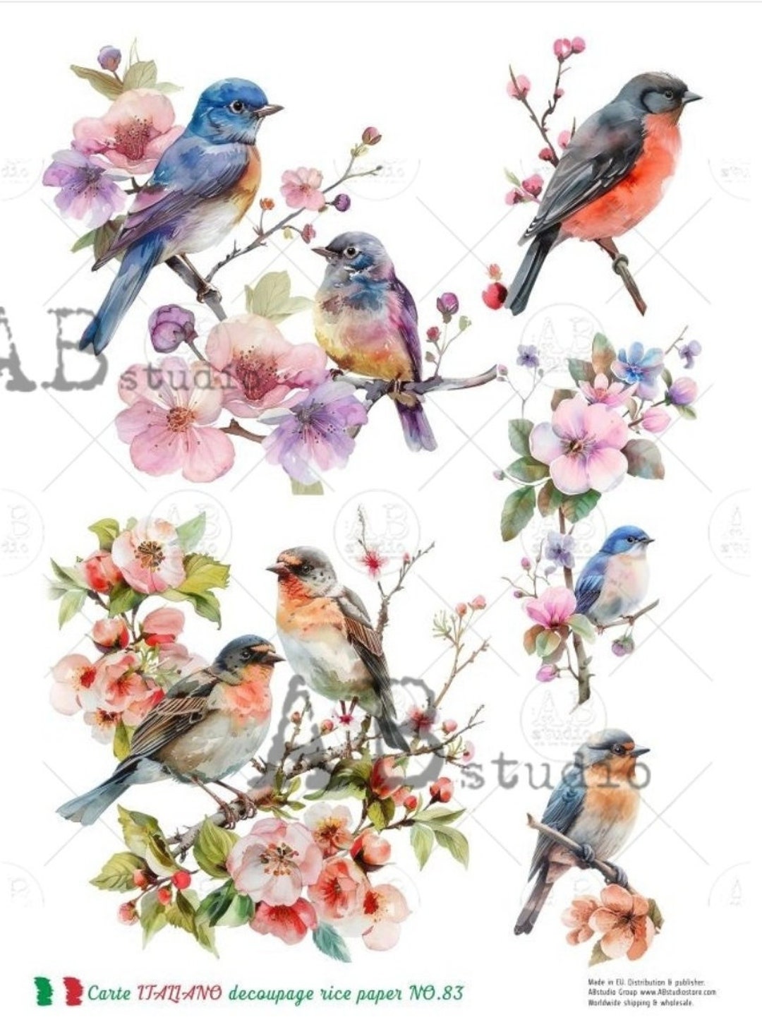A4 Beautiful Bird Collection Carte Italiano Rice Paper 83 - Etsy