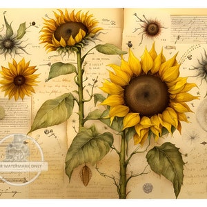 A3 Sunflower Botanical Decoupage Paper DC5011 - Etsy