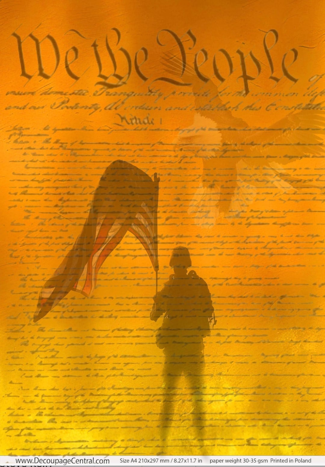 A4 We the People Yellow Decoupage Rice Paper, Patriotic American ...