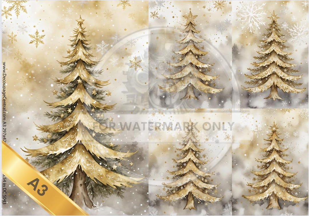 A3 Gold Christmas Tree Multi Decoupage Paper DC5043 - Etsy