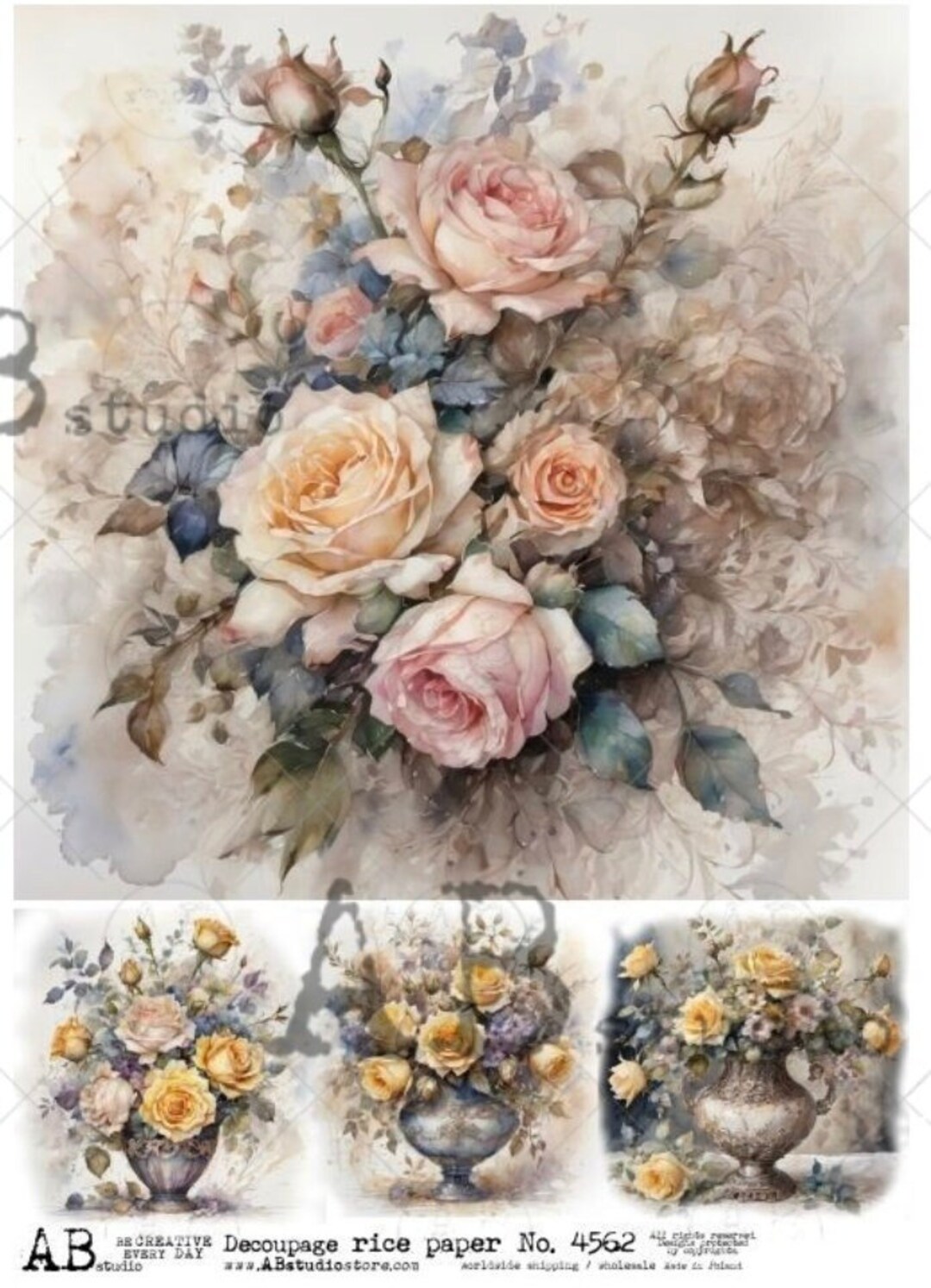 A4 Floral Bouquet Decoupage Paper, AB Studios 4562 - Etsy