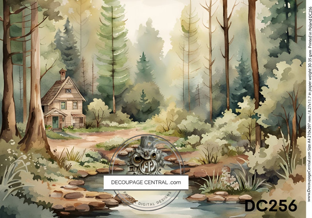 A4 Forest Cabin Decoupage Rice Paper, DC256 - Etsy