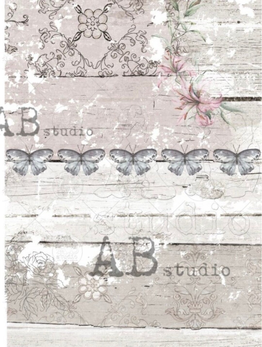 A4 1228 Chippy Wood Rice Paper, AB Studios - Etsy