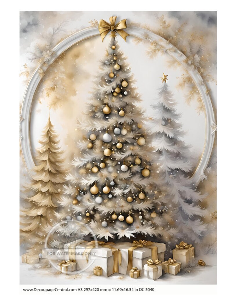 A3 Gold and Silver Christmas Tree Decoupage Paper DC5040 - Etsy