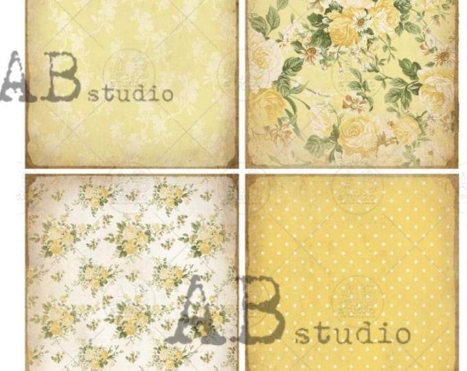 A4 1358 Yellow Spring Backgrounds Decoupage Rice Paper, AB Studios - Etsy