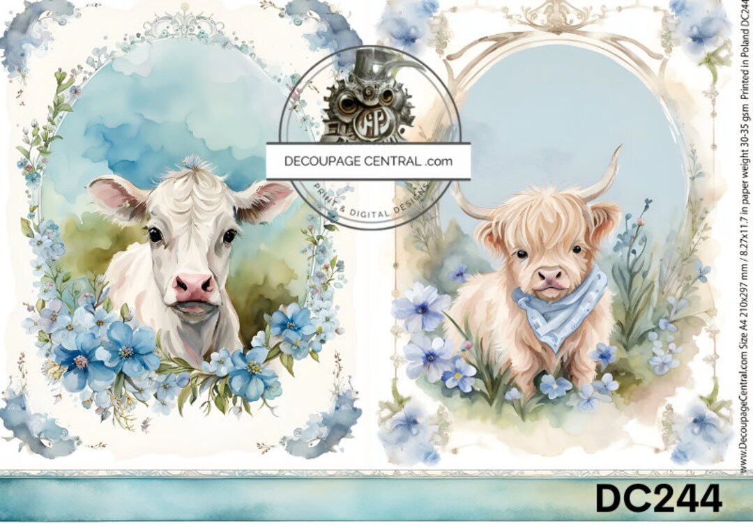 A4 Baby Cows EASTER Decoupage Rice Paper, DC244 - Etsy