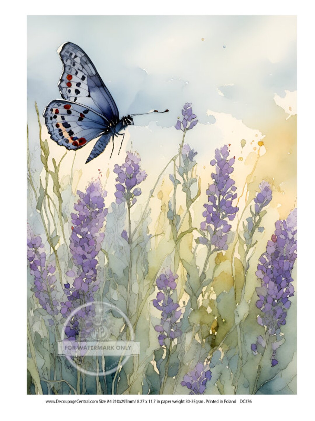 A4 Lavender Butterfly Decoupage Rice Paper, DC376 - Etsy