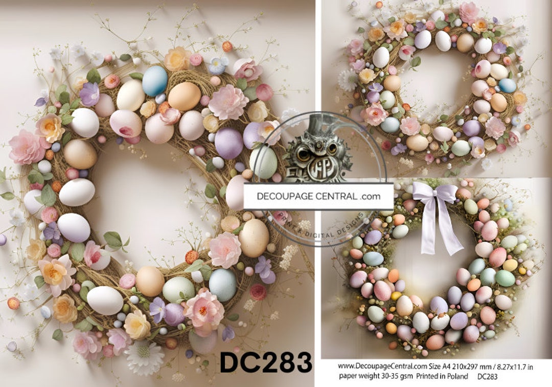 A4 Easter Egg Wreath EASTER Decoupage Rice Paper, DC283 - Etsy
