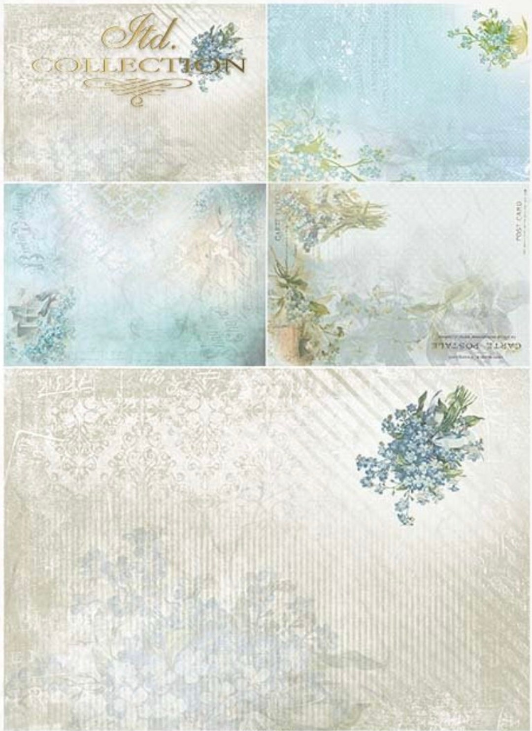 A4 Forget Me Nots Mini Group Decoupage Paper. R2182 - Etsy