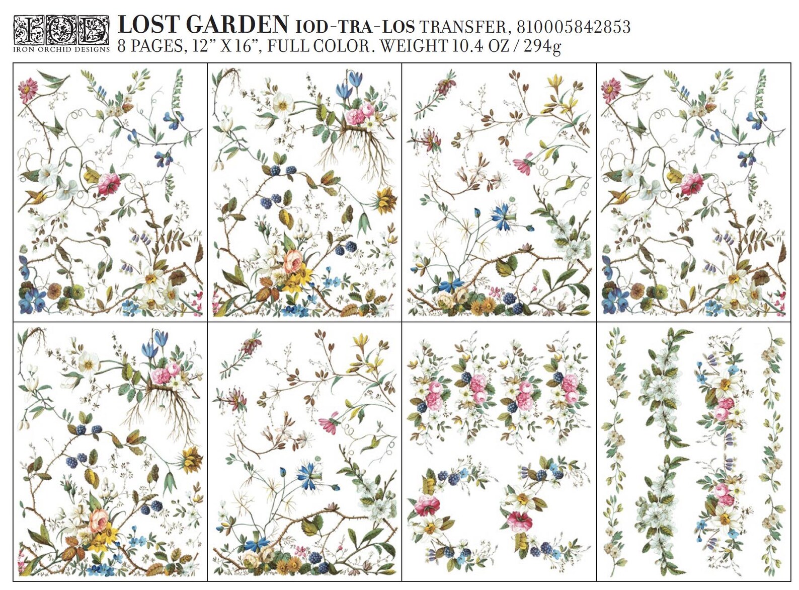 IOD Lost Garden Rub on Transfer, FREE SHIPPING, 8 Pages, 12 X16 Book - Etsy