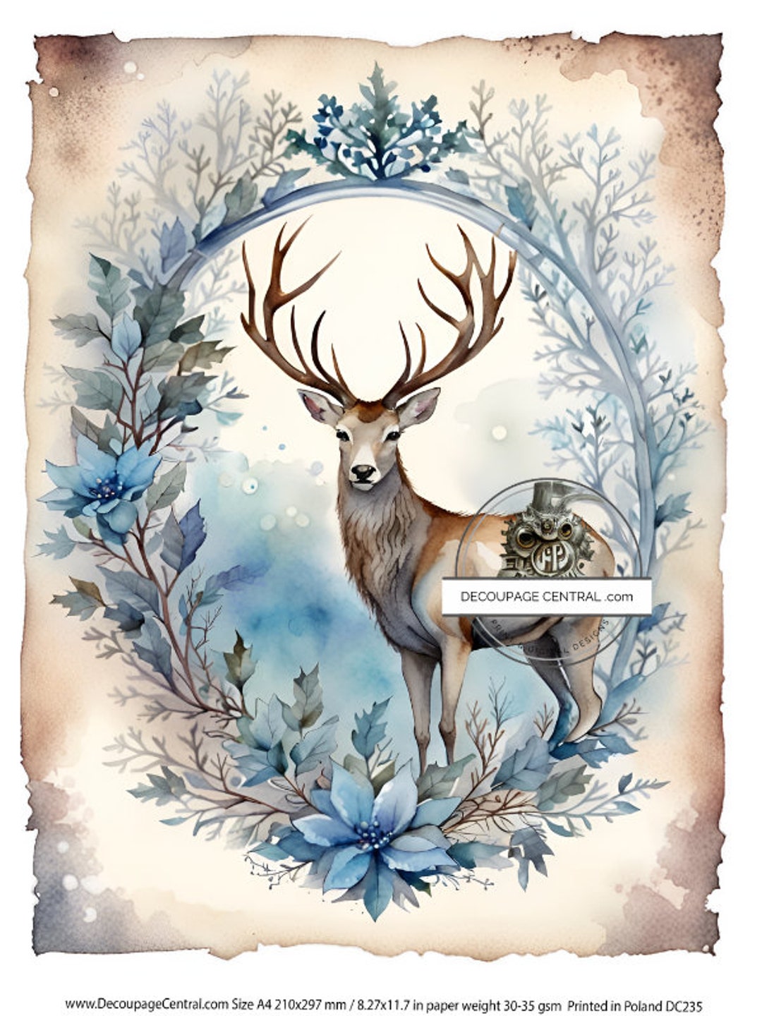 A4 Blue Stag From Decoupage Central DC235 - Etsy