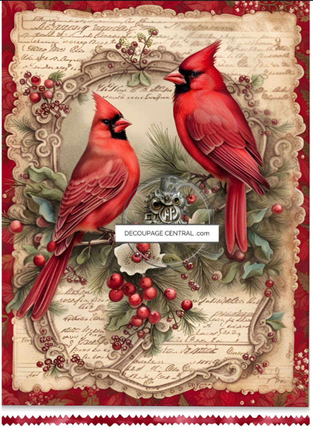 A4 HOLIDAY CARDINALS Decoupage Rice Paper, DC153 - Etsy