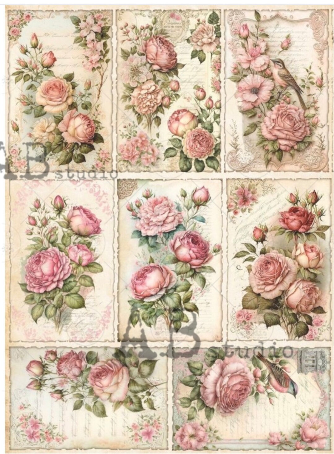 AB Studios A4 #78 Pink Flower Montage - Etsy