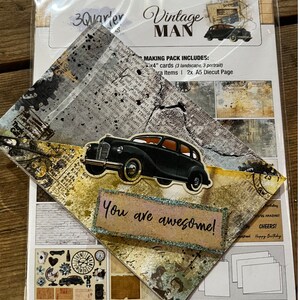VINTAGE MAN Card Making Kit 3quarter Designs , Mixed Media Scrapbooking ...