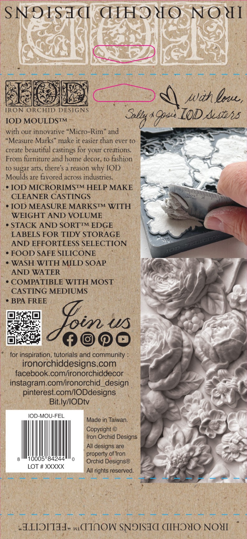 IOD Felicite Silicone Mold FREE SHIPPING 5"x 7" for Clay , Resin ...