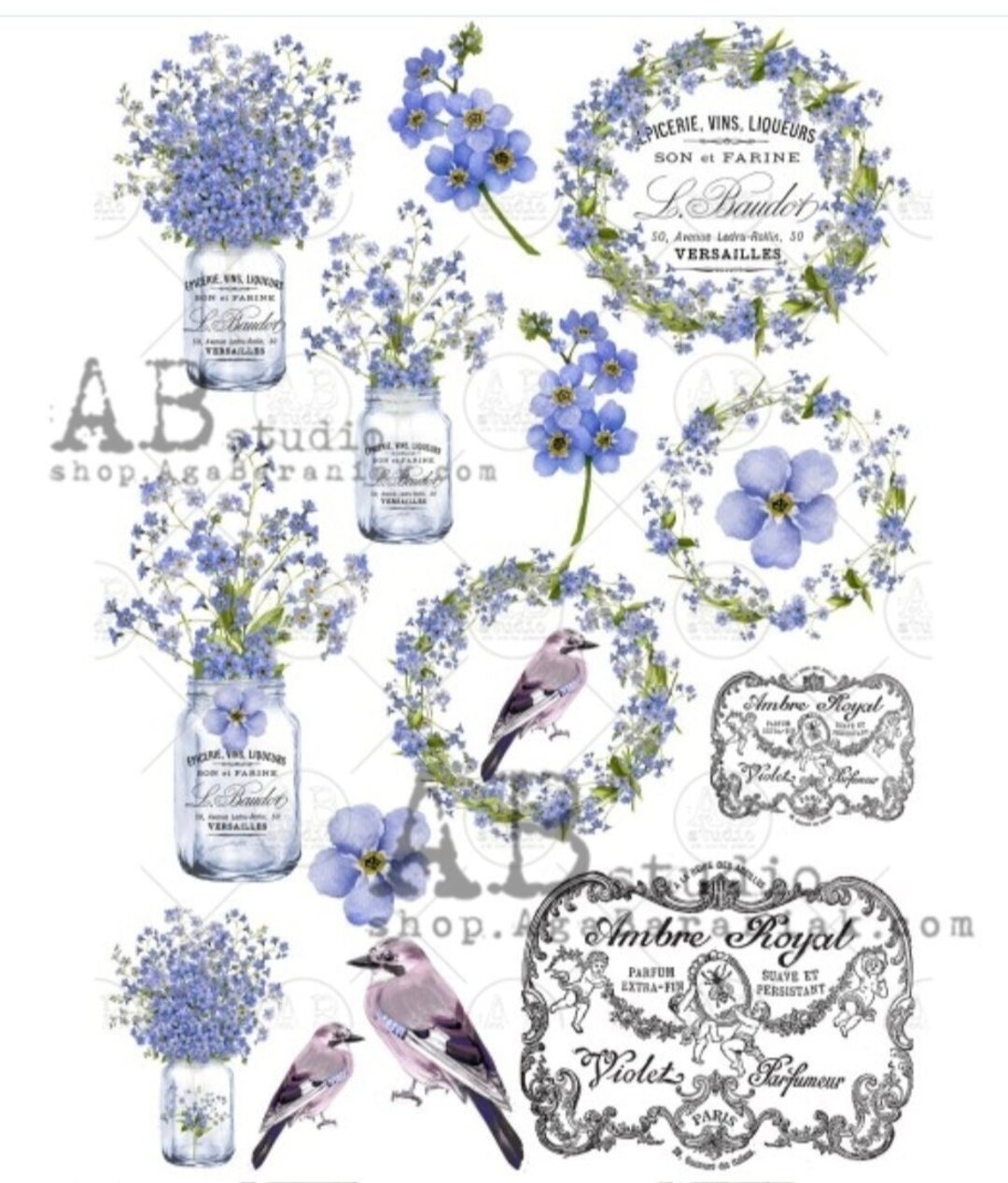 A4 Rice Paper Forget Me Nots, Gorgeous Design Elements 0352 - Etsy