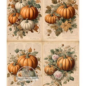 A4 Autumn Pumpkin Floral Quad Rice Paper DC438 - Etsy