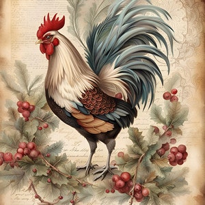 A4 Christmas Rooster Decoupage Rice Paper, DC114 - Etsy