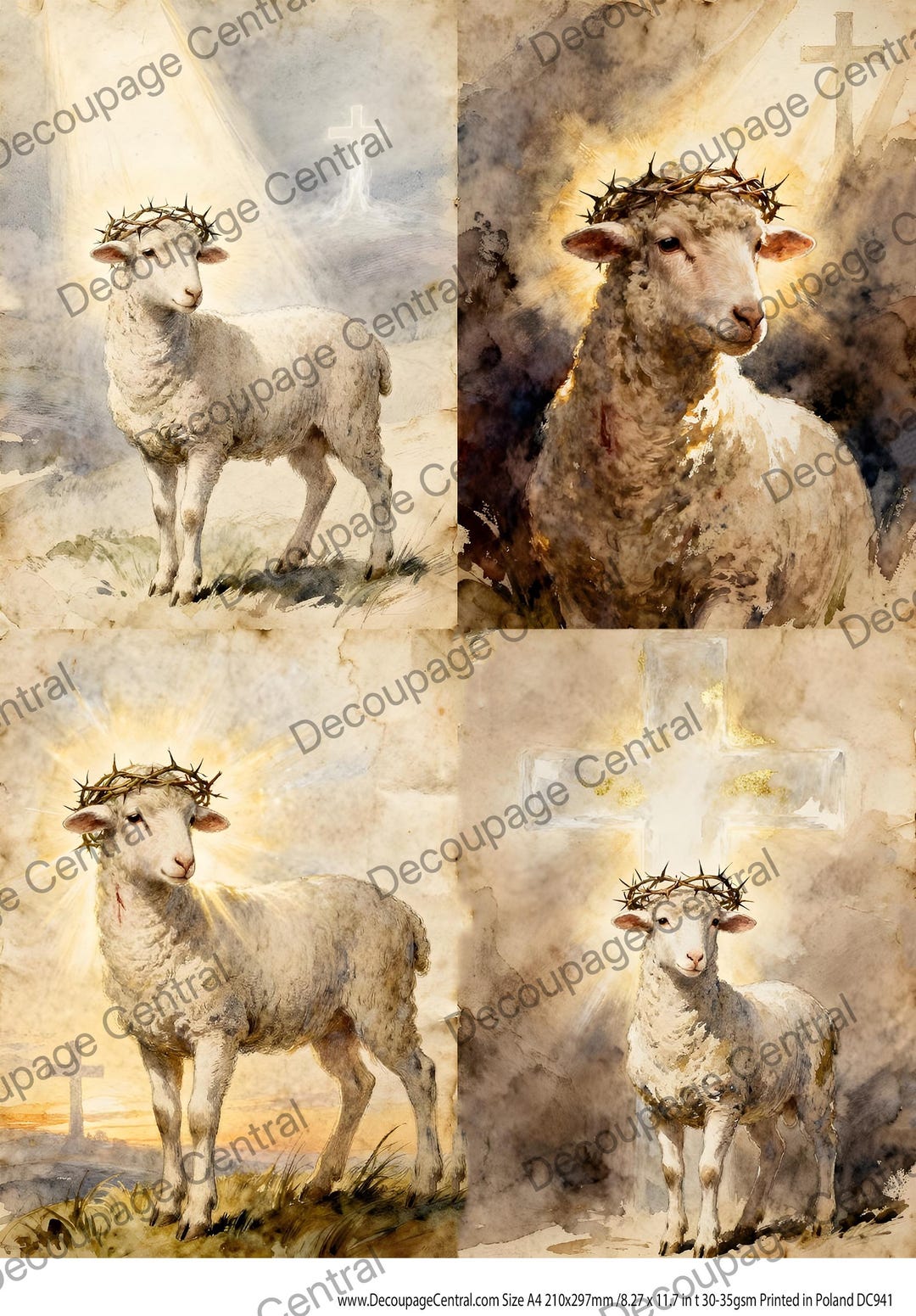 A4 Four Lambs of Faith Rice Paper DC941 - Etsy