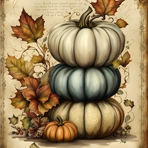 A4 DC109 Decoupage Rice Paper, Fall Pumpkins Stack Design, A4 Printed ...