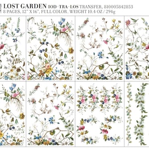 IOD Lost Garden Rub on Transfer, FREE SHIPPING, 8 Pages, 12 X16 Book - Etsy