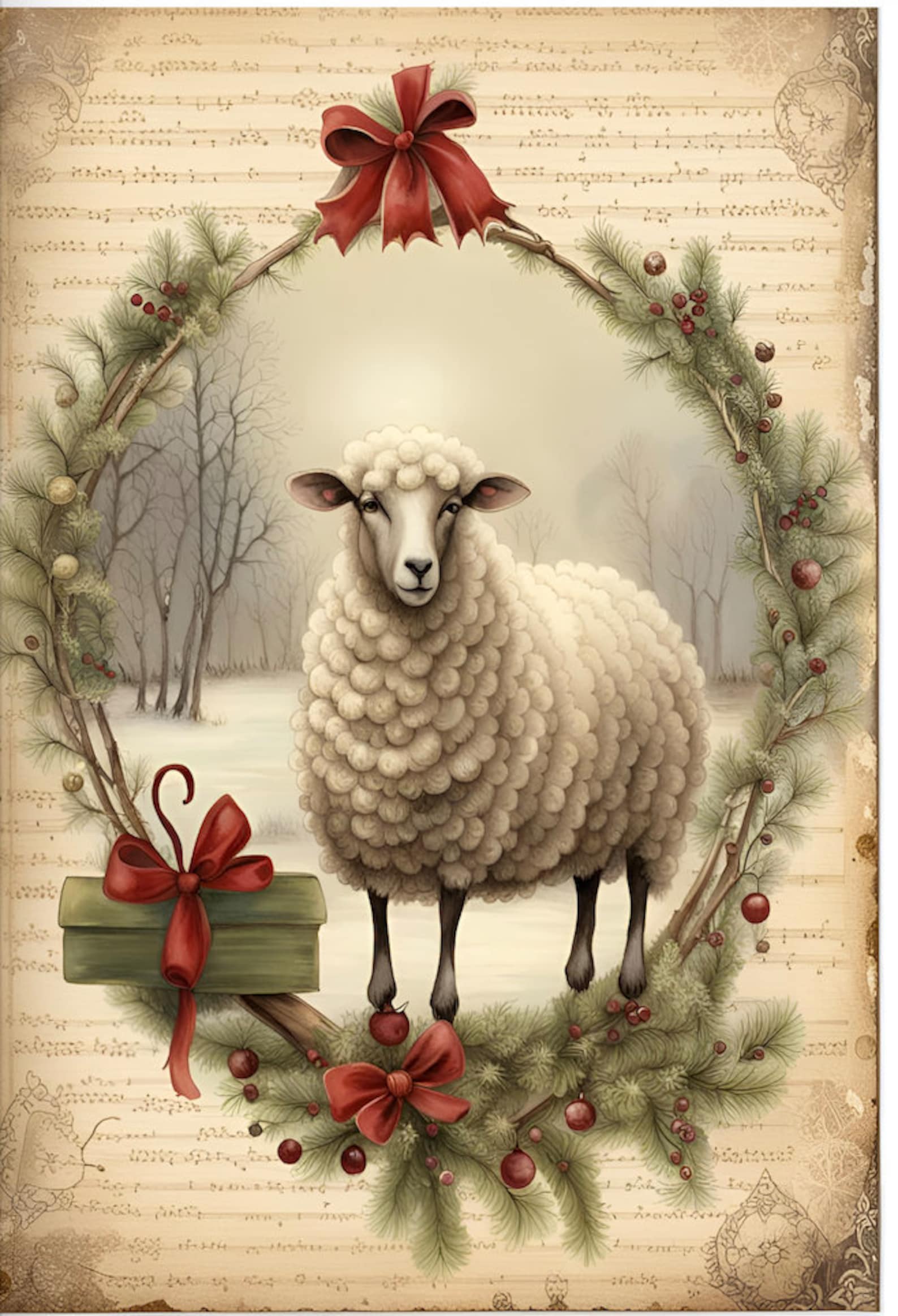 A4 Christmas Sheep TRIO Decoupage Rice Paper, DC120 - Etsy