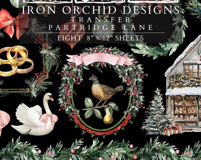 Iron Orchid Design Partridge Lane Christmas Transfer for Crafts ...