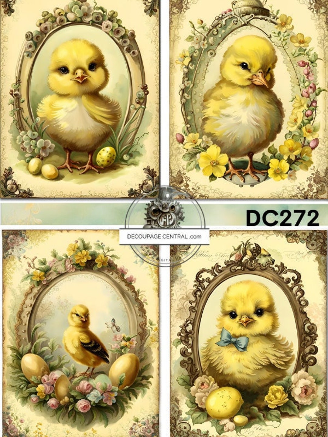 A4 Framed Chicks Multi EASTER Decoupage Rice Paper, DC272 - Etsy