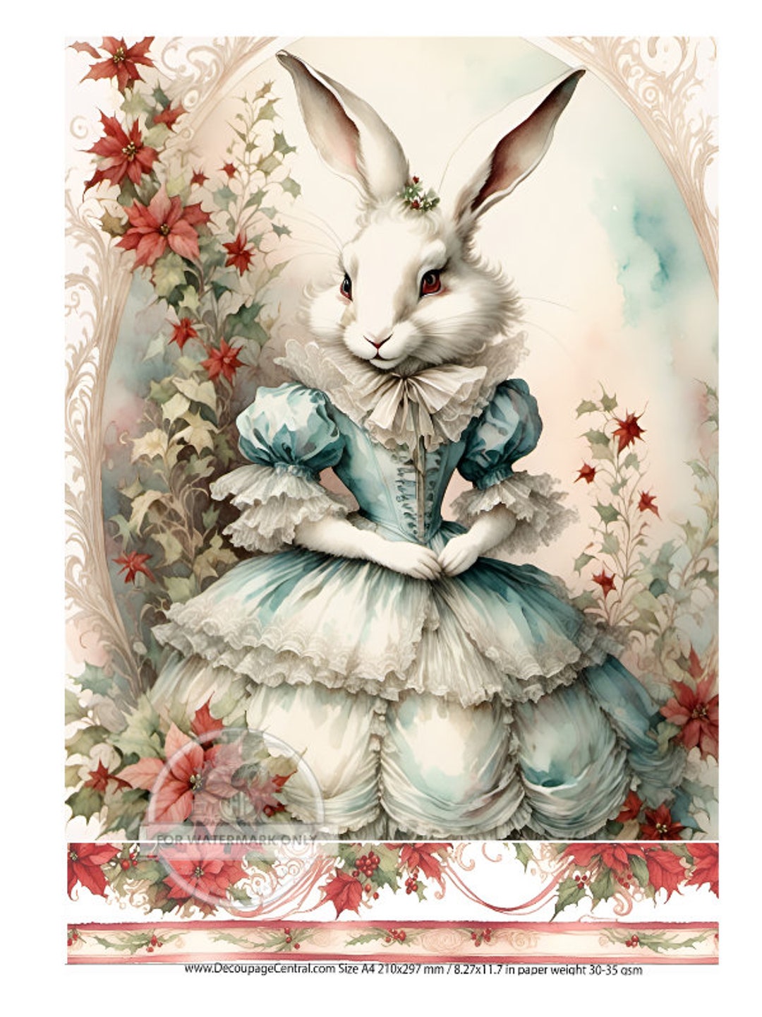 Digital Download: Victorian Bunny Christmas in PNG for Print ...
