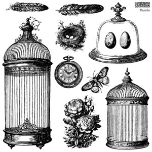 IOD Pastiche Stamp Set | 2 Sheets 12x12 Birdcages, Critters, Floral ...